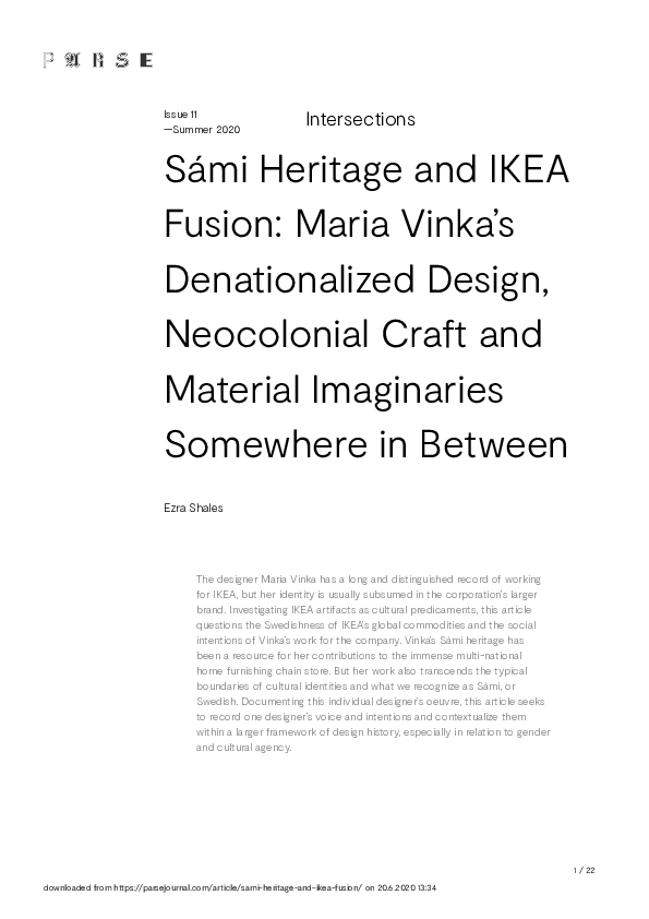 (PDF) Sámi Heritage and IKEA Fusion Maria Vinka’s Denationalized Design ...