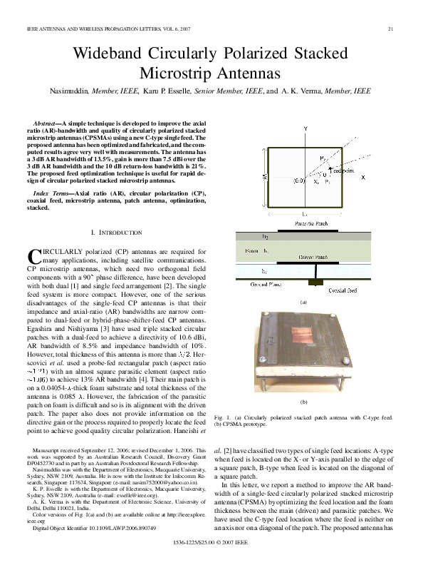 (PDF) Wideband Circularly Polarized Stacked Microstrip Antennas