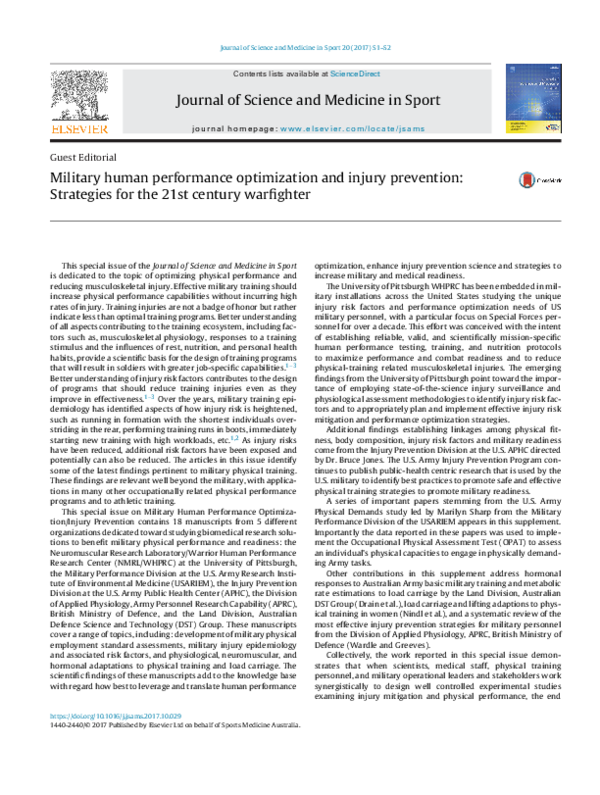 (PDF) Military human performance optimization and injury prevention ...
