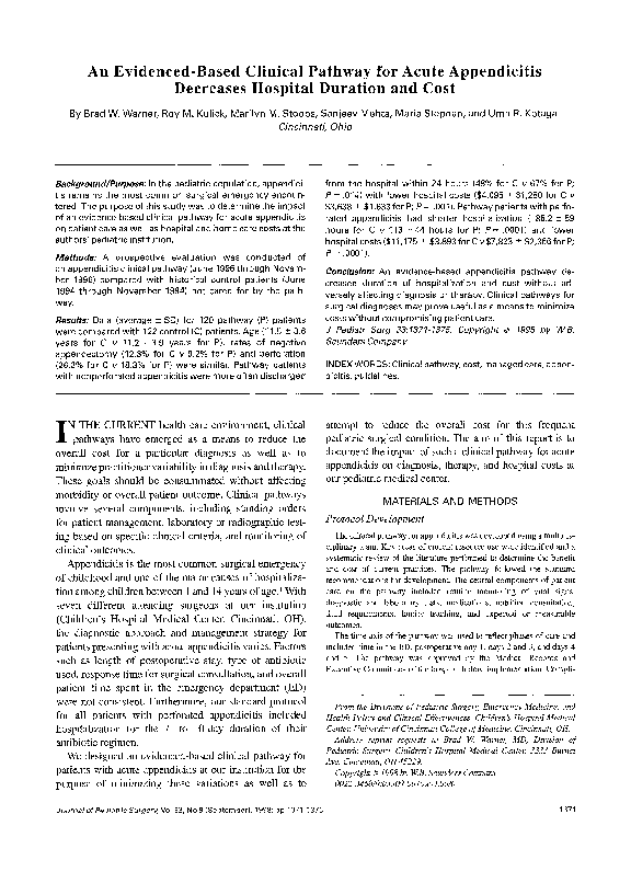 (PDF) An evidenced-based clinical pathway for acute appendicitis ...