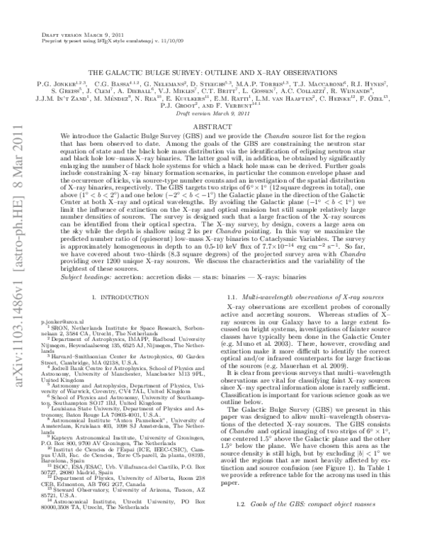 (PDF) The Galactic Bulge Survey: Outline and X-Ray Observations