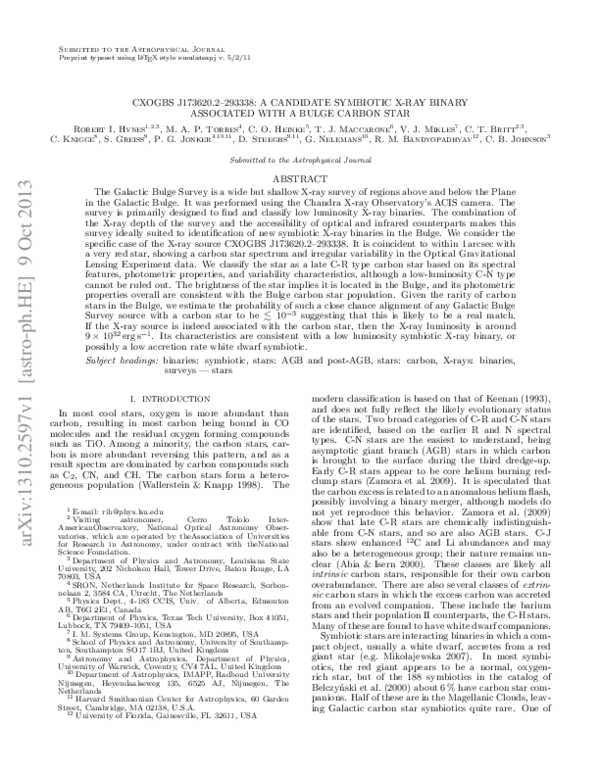 (PDF) Cxogbs J173620.2-293338: A Candidate Symbiotic X-Ray Binary ...