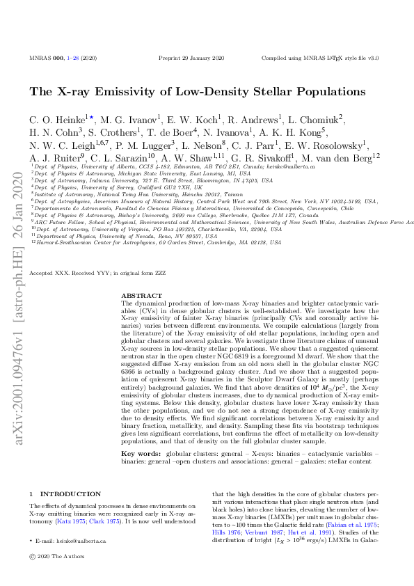 (PDF) The X-ray emissivity of low-density stellar populations