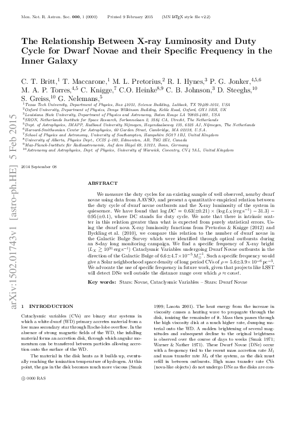 (PDF) The relationship between X-ray luminosity and duty cycle for ...