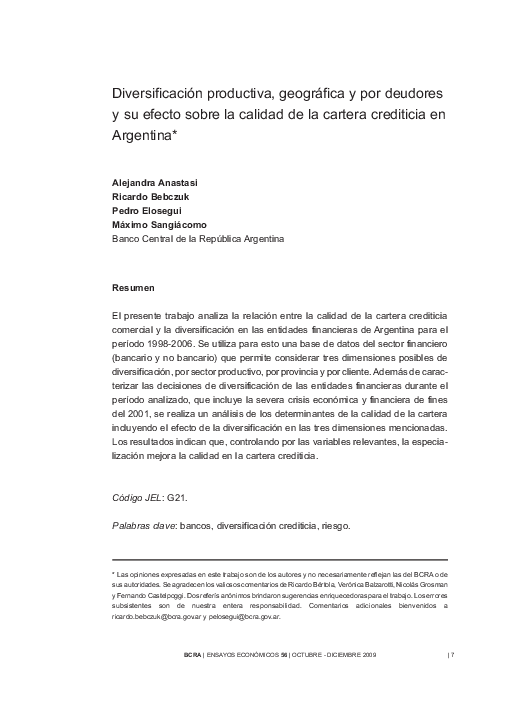 (PDF) Productive, Geographical and Clientele Diversification of Banks ...