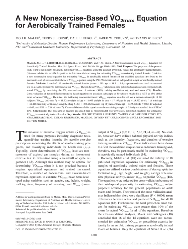 (PDF) A New Nonexercise-Based [latin capital V with dot above]O2max ...