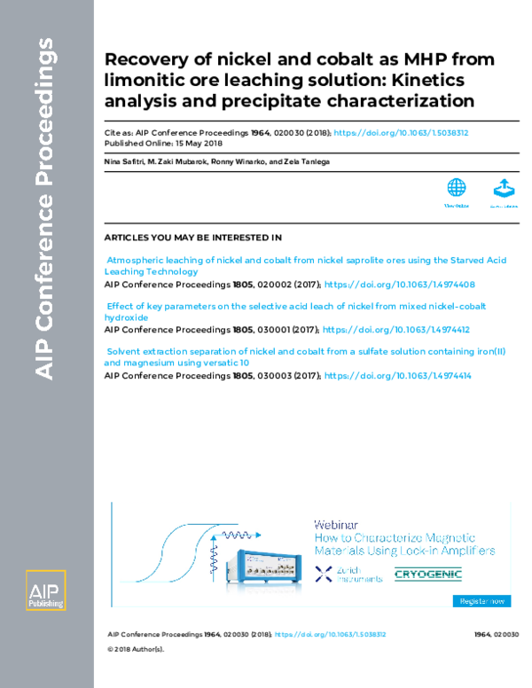 (PDF) Recovery of nickel and cobalt as MHP from limonitic ore leaching ...