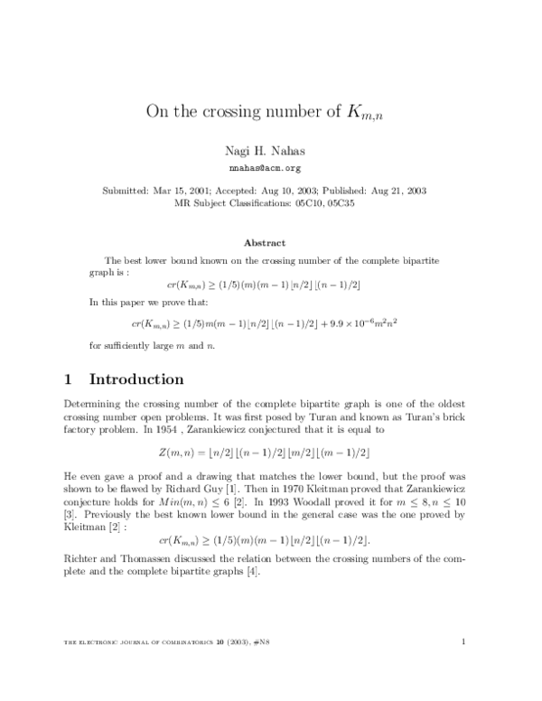 (PDF) Improvement on the Decay of Crossing Numbers | Jakub Cerny - Academia.edu