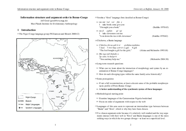(PDF) Information structure and argument order in Benue-Congo