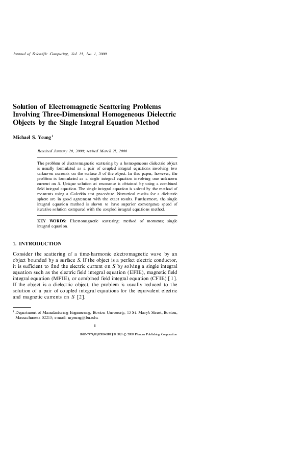 (PDF) Solution of electromagnetic scattering problems involving three-dimensional homogeneous ...