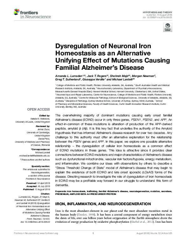 (PDF) Dysregulation of Neuronal Iron Homeostasis as an Alternative Unifying Effect of Mutations ...