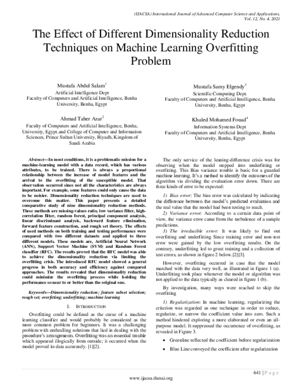 (PDF) The Effect of Different Dimensionality Reduction Techniques on ...