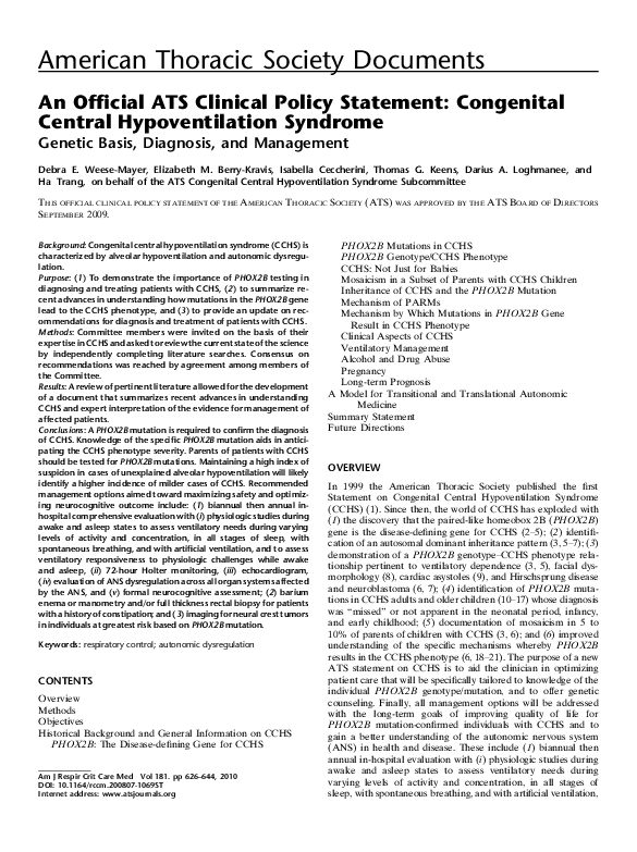 (PDF) An Official ATS Clinical Policy Statement: Congenital Central ...