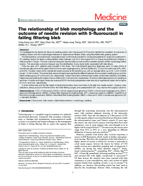 (PDF) The relationship of bleb morphology and the outcome of needle ...