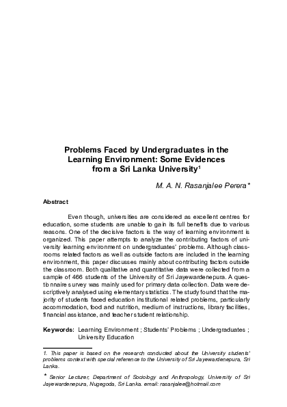 (PDF) Problems faced by undergraduates in the learning environment ...