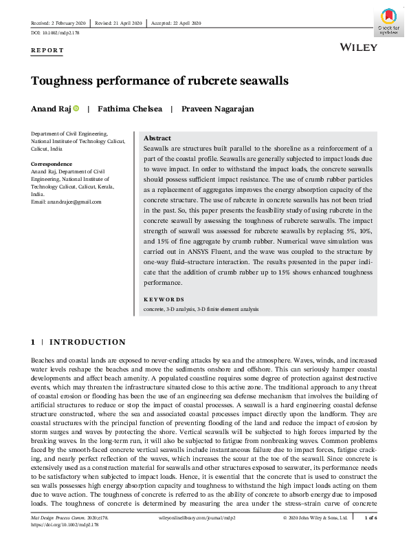 (PDF) Toughness Performance of Rubcrete Seawalls
