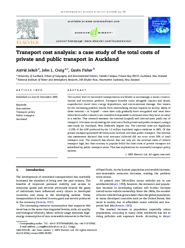 (PDF) Transport cost analysis: a case study of the total costs of ...