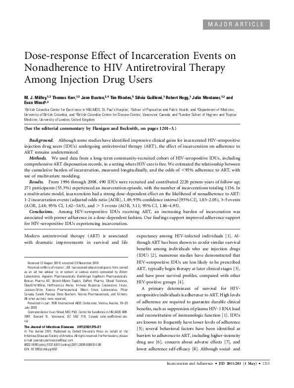 (PDF) Dose-response Effect of Incarceration Events on Nonadherence to ...