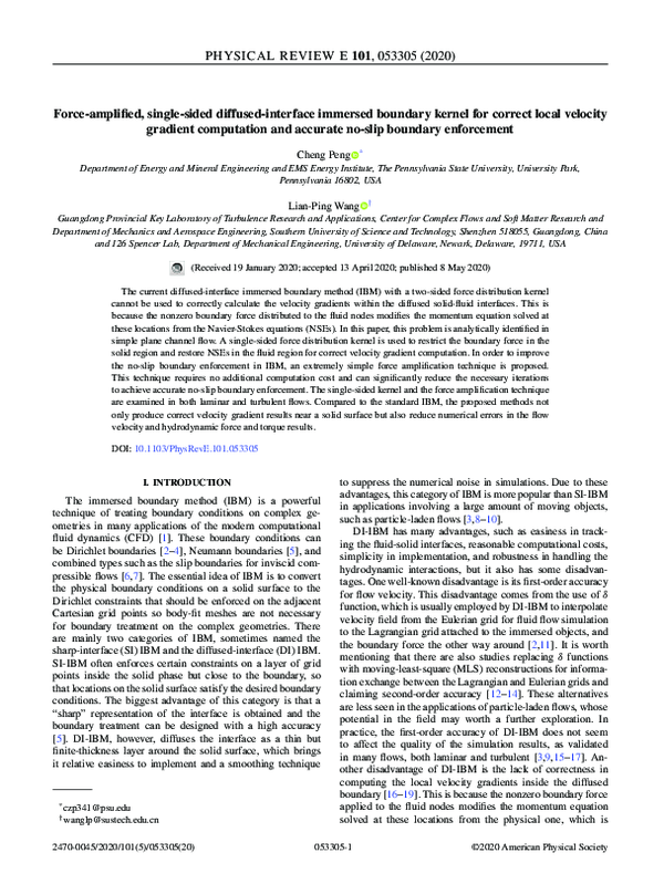 (PDF) Single-Sided Kernel for Improved Velocity Gradients in IBM