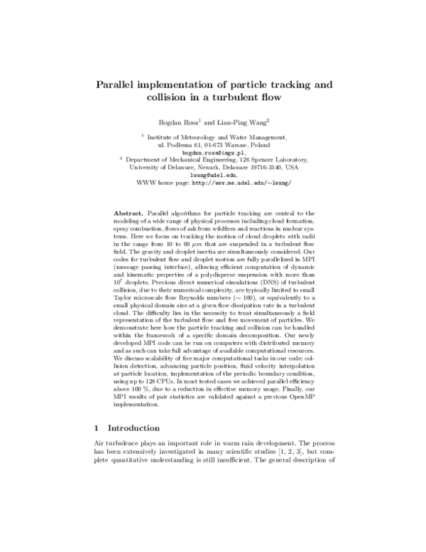 (PDF) Parallel Implementation of Particle Tracking and Collision in a ...