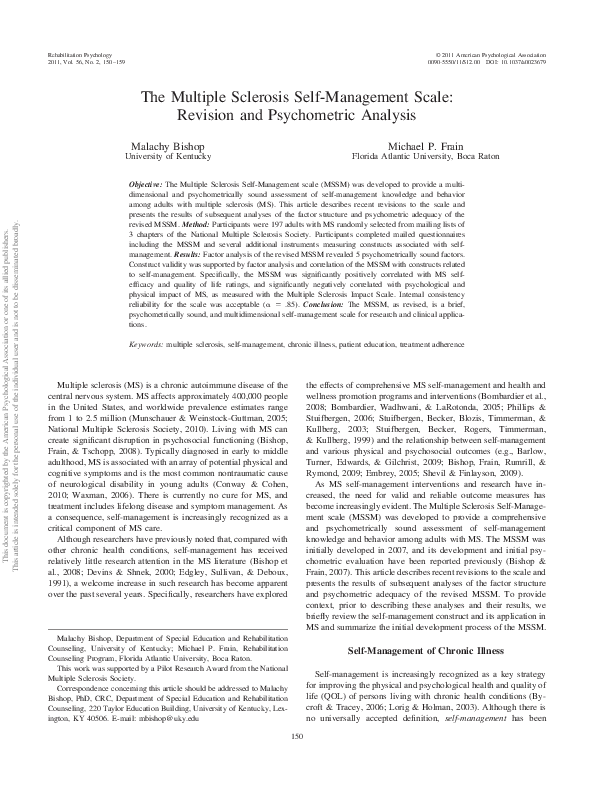 (PDF) The Multiple Sclerosis Self-Management Scale: Revision and ...