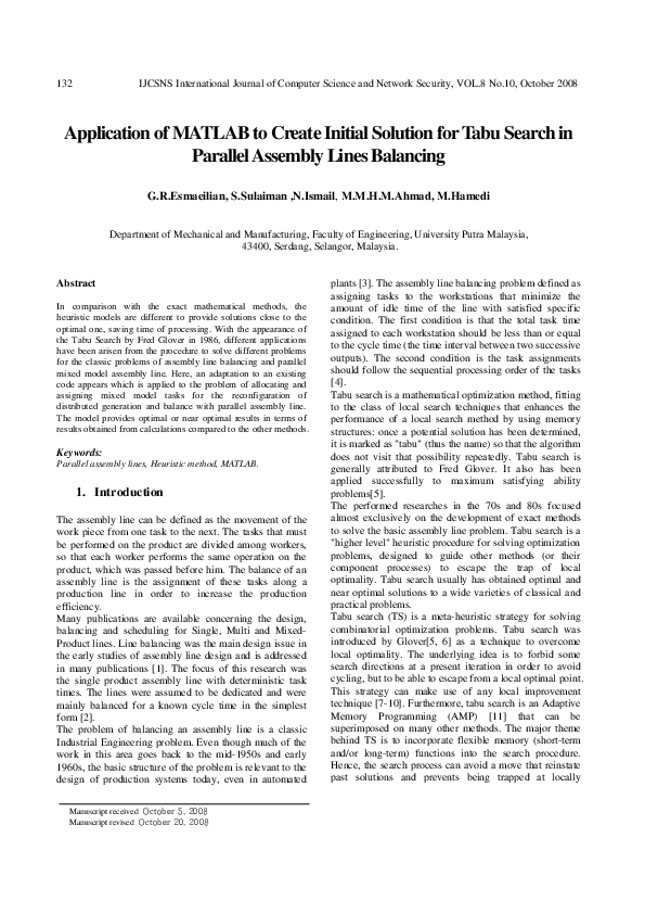 (PDF) Application of MATLAB to Create Initial Solution for Tabu Search in Parallel Assembly ...