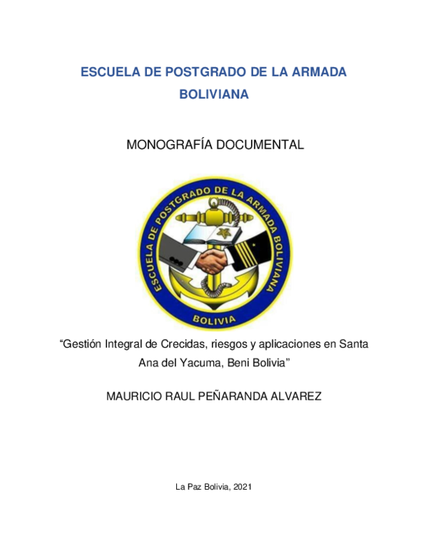 (PDF) MONOGRAFÍA Gestión Integral de Crecidas en SANTA ANA DEL YACUMA ...
