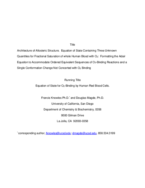 (PDF) Architecture of Allosteric Structure. Equation of State ...