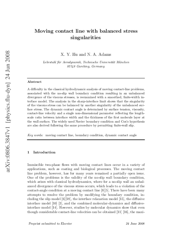 (PDF) Moving contact line with balanced stress singularities