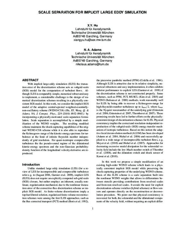 (PDF) Scale separation for implicit large eddy simulation