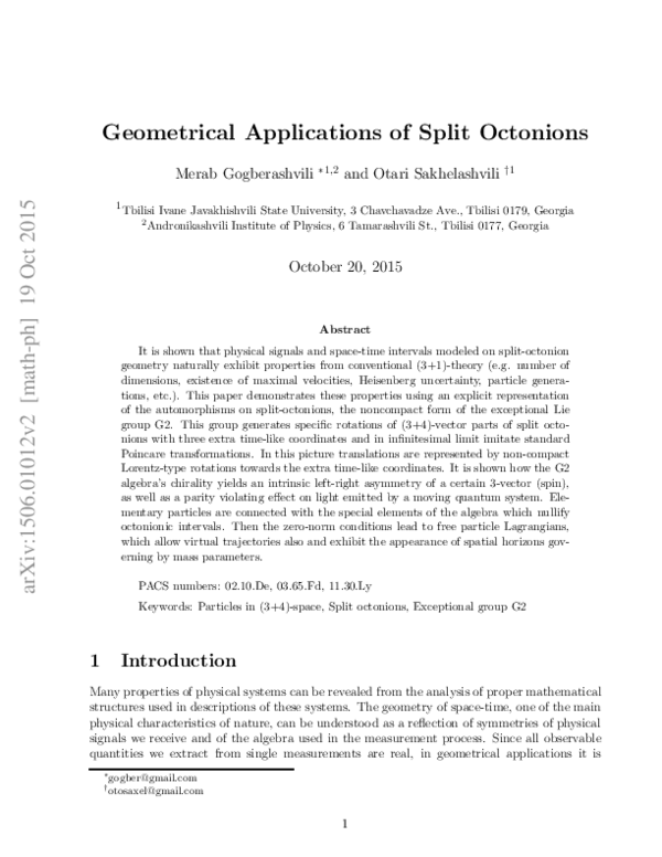 Geometrical Applications of Split Octonions