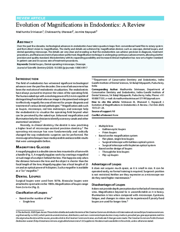 (PDF) Evolution of Magnifications in Endodontics: A Review