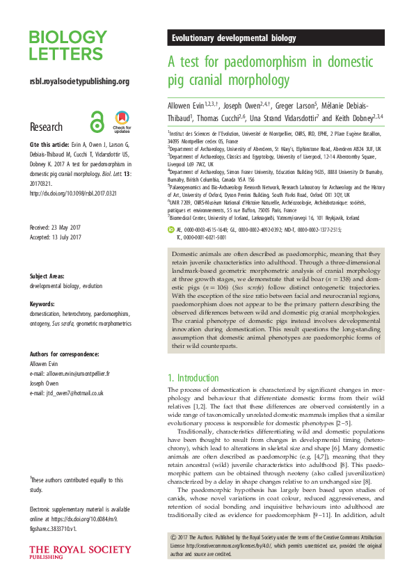 (PDF) A test for paedomorphism in domestic pig cranial morphology