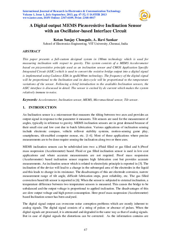 (PDF) A Digital output MEMS Piezoresistive Inclination Sensor with an Oscillator-based Interface ...