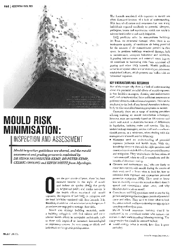 (PDF) Mould risk minimisation: Inspection and assessment