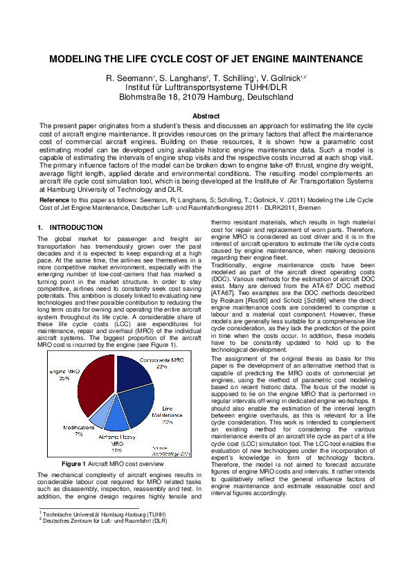 (PDF) Modeling the Life Cycle Cost of Jet Engine Maintenance