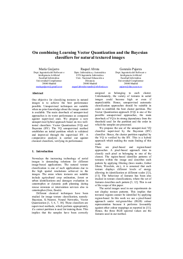 (PDF) On combining Learning Vector Quantization and the Bayesian classifiers for natural ...