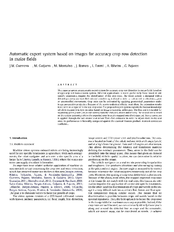 (PDF) Automatic expert system based on images for accuracy crop row detection in maize fields ...