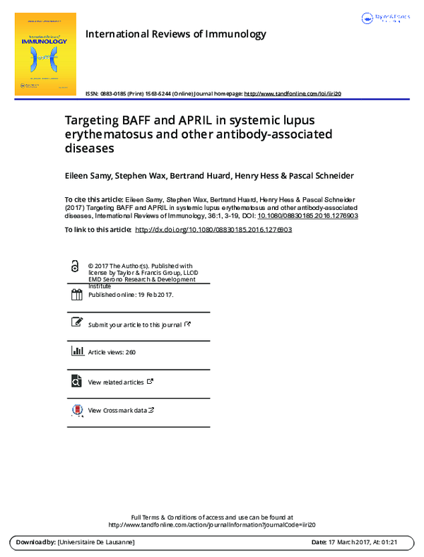 Targeting BAFF and APRIL in systemic lupus erythematosus and other ...