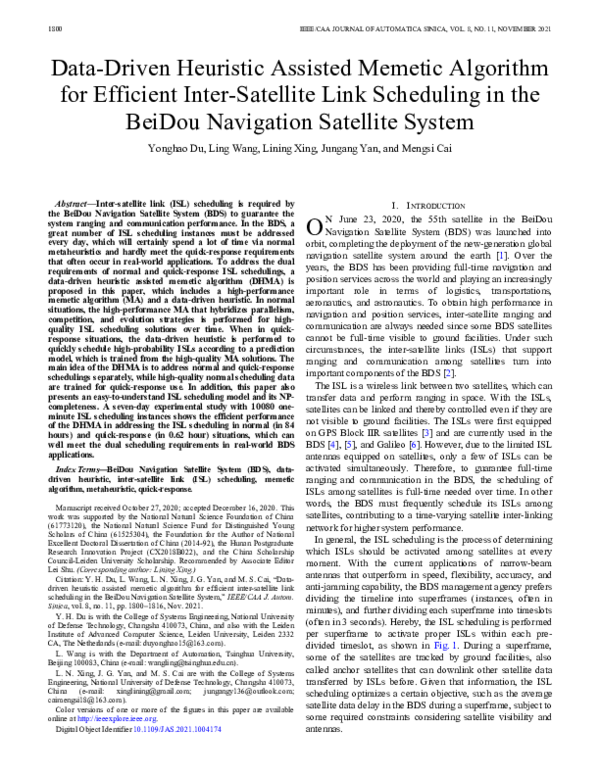 (PDF) Data-Driven Heuristic Assisted Memetic Algorithm for Efficient Inter-Satellite Link ...