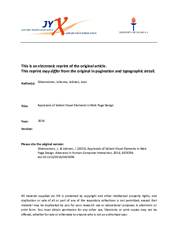 (PDF) Appraisals of Salient Visual Elements in Web Page Design