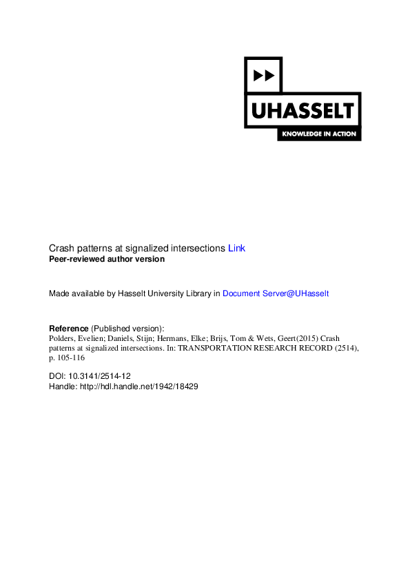 (PDF) Crash Patterns at Signalized Intersections