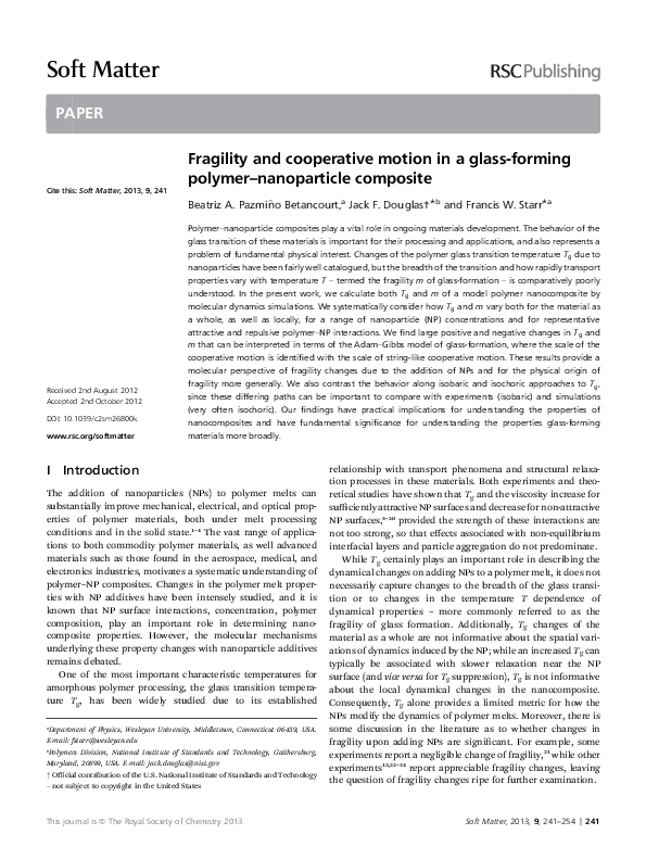 (PDF) Fragility of Polymer Nanocomposites with Ideal Nanoparticle ...