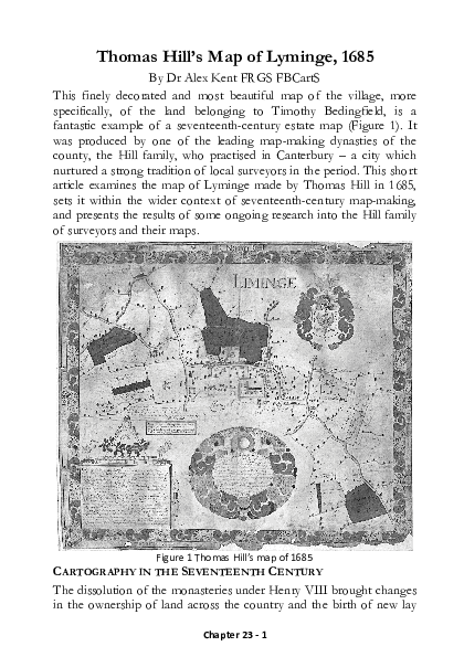 (PDF) Thomas Hill's Map of Lyminge, 1685