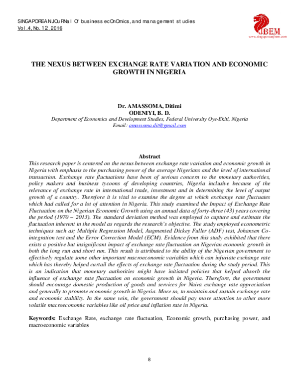 (PDF) The Nexus between Exchange Rate Variation and Economic Growth in ...