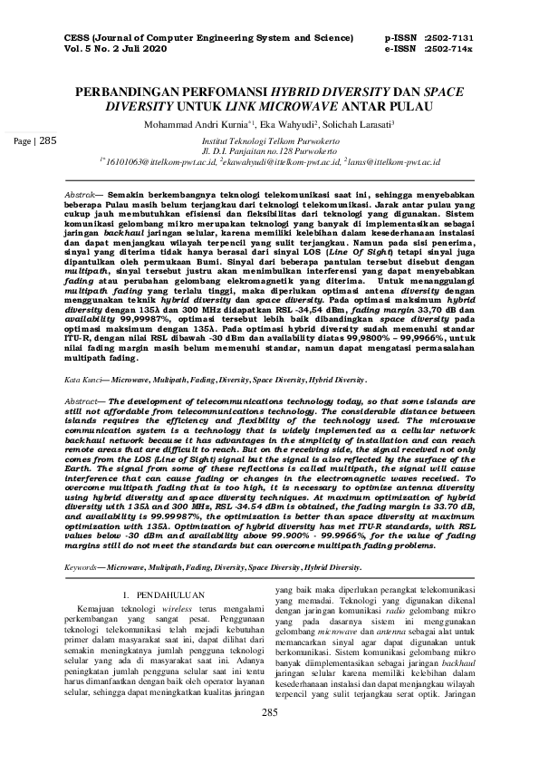 (PDF) Comparison of Hybrid Diversity and Space Diversity for Microwave ...