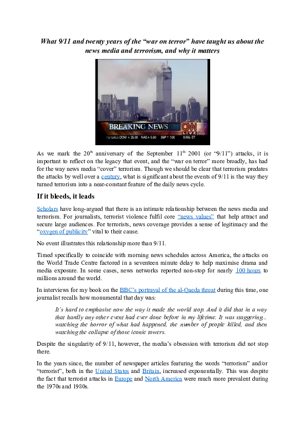 (DOC) The Conversation: 9/11 - How politicians and the media turned ...