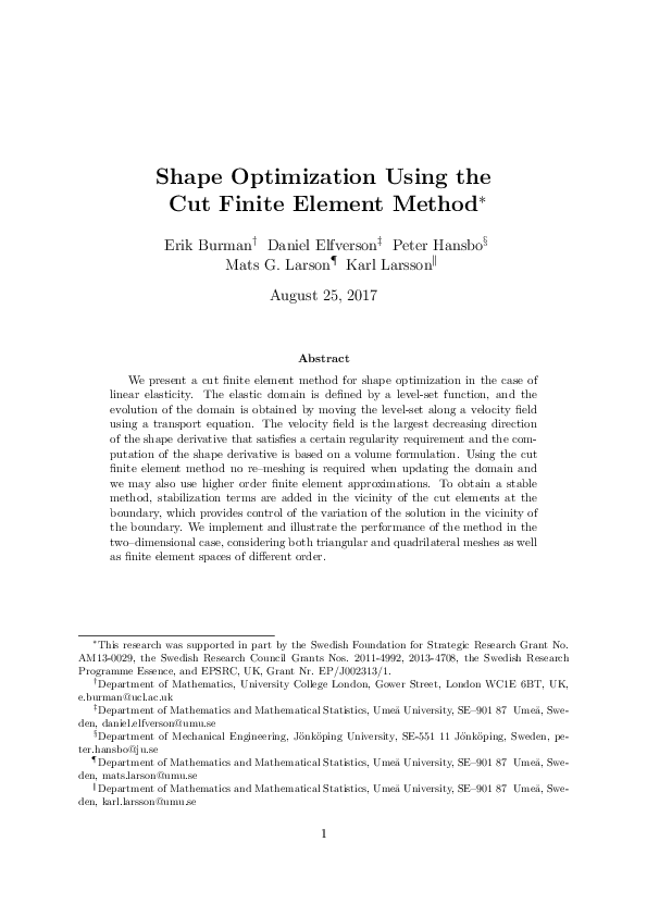 (PDF) Shape optimization using the cut finite element method