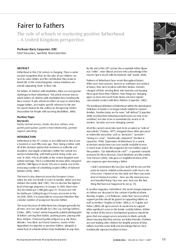 (PDF) Fairer to Fathers: The Role of Schools in Nurturing Positive ...