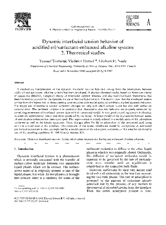 (PDF) Dynamic interfacial tension behavior of acidified oil/surfactant ...